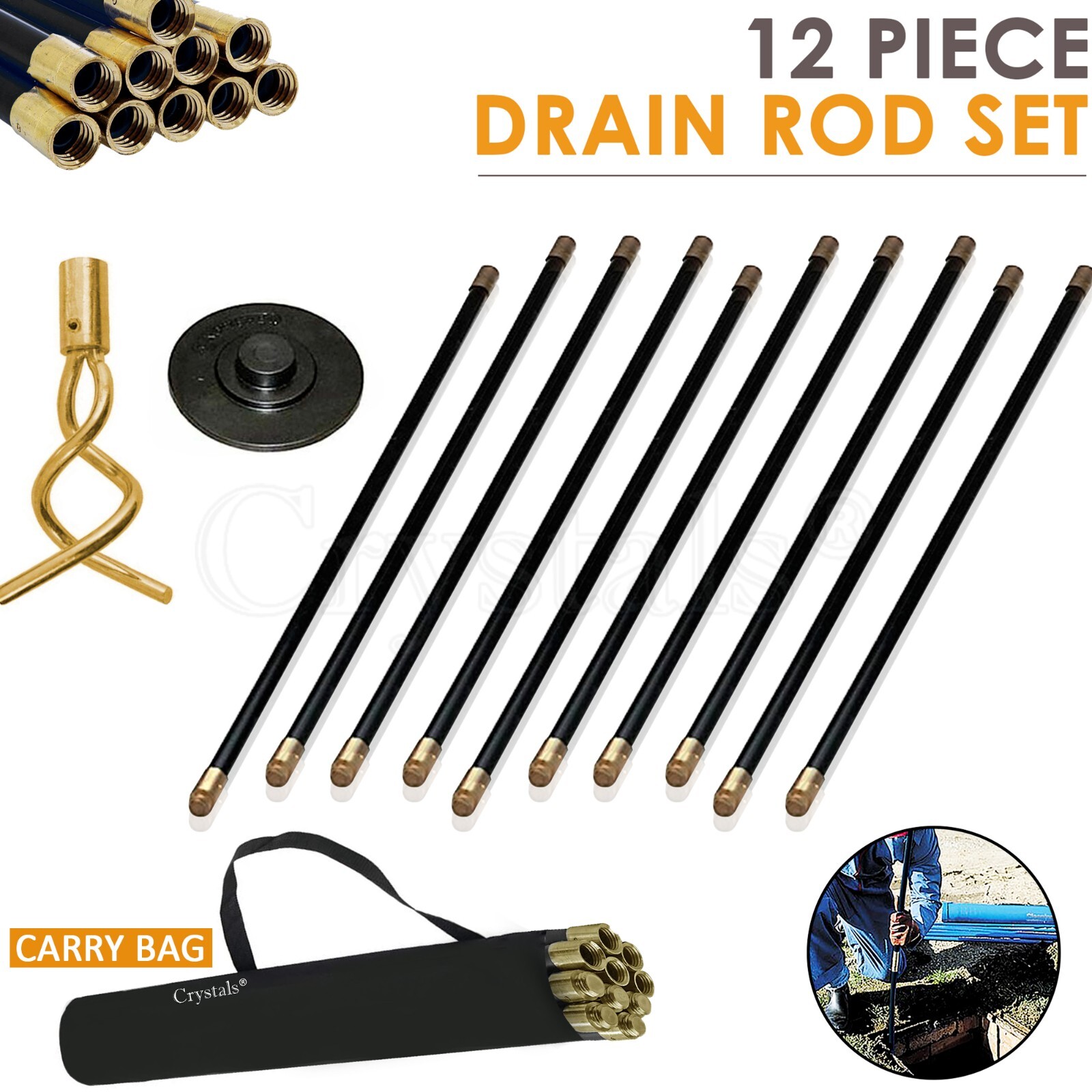 Drain - Drain rods 12pcs set - Premium Tools and Equipment (K) Ltd